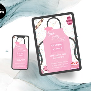 Editable Baking Birthday Party Invitation, Cooking Birthday Invitation ...