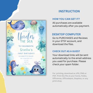 Under the Sea Birthday Invitation Sea Animals Birthday Invite Under the ...