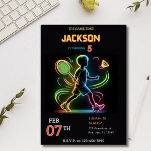 Editable Badminton Birthday Invitation Badminton Party Invitation Game ...