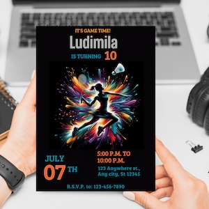 Editable Badminton Birthday Invitation Girl Badminton Party Invite Game ...