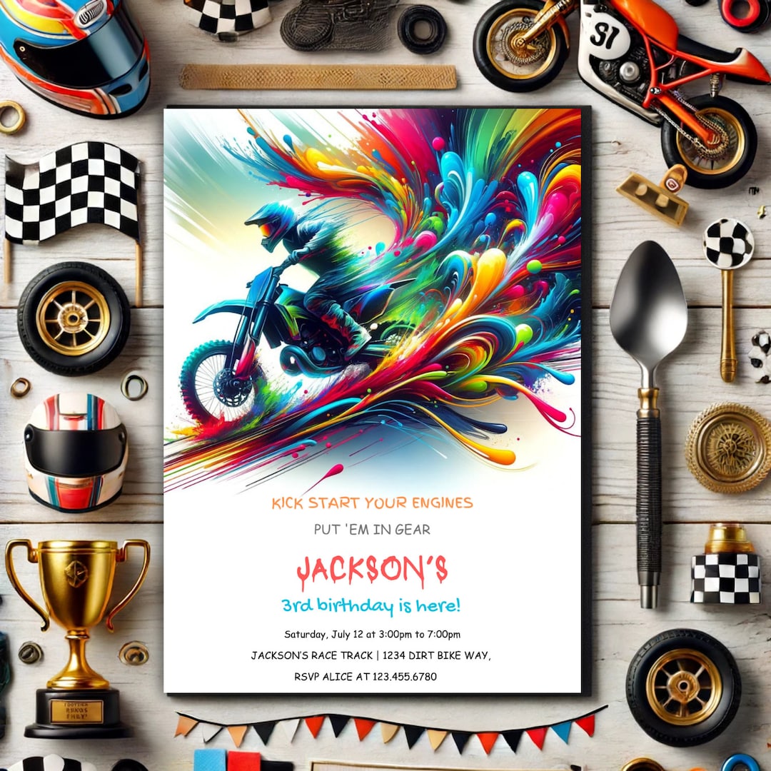 MOTORBIKE Invitation INSTANT DOWNLOAD Dirt Bike Invitation Editable ...