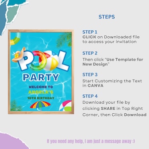 Editable Pool Party Welcome Sign, Tropical Splish Splash Custom Sign ...