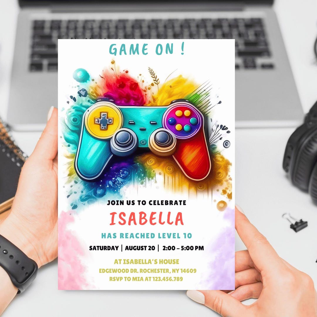 Editable Video Game Party Invitation, Level up Birthday Invite Gamer ...