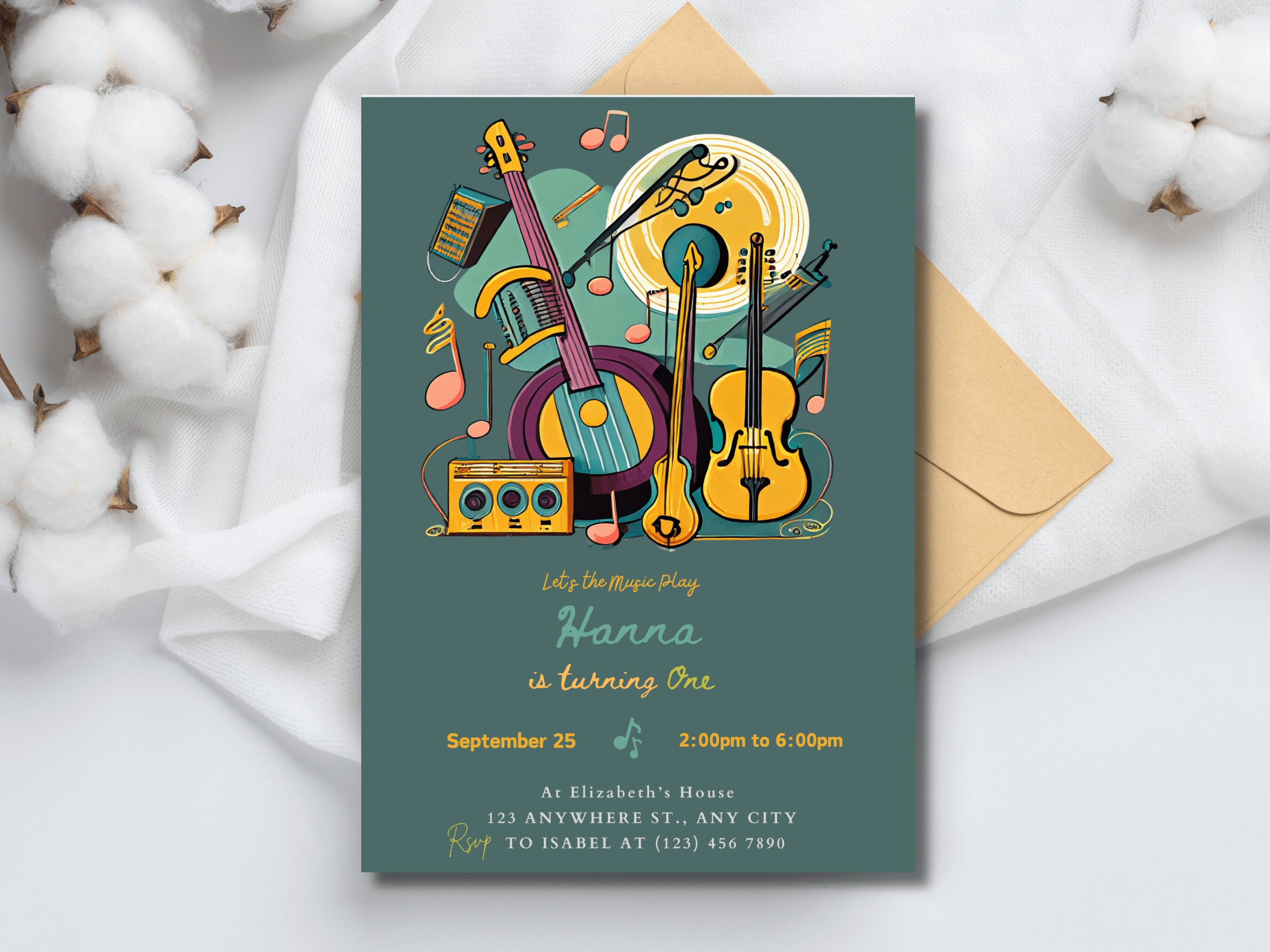 Music Birthday Invitation Musical Instruments Invitation Music Party ...