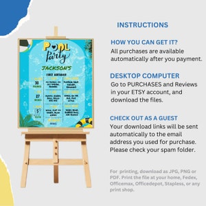 Editable Pool Party Birthday Milestones Poster Birthday Chalkboard ...