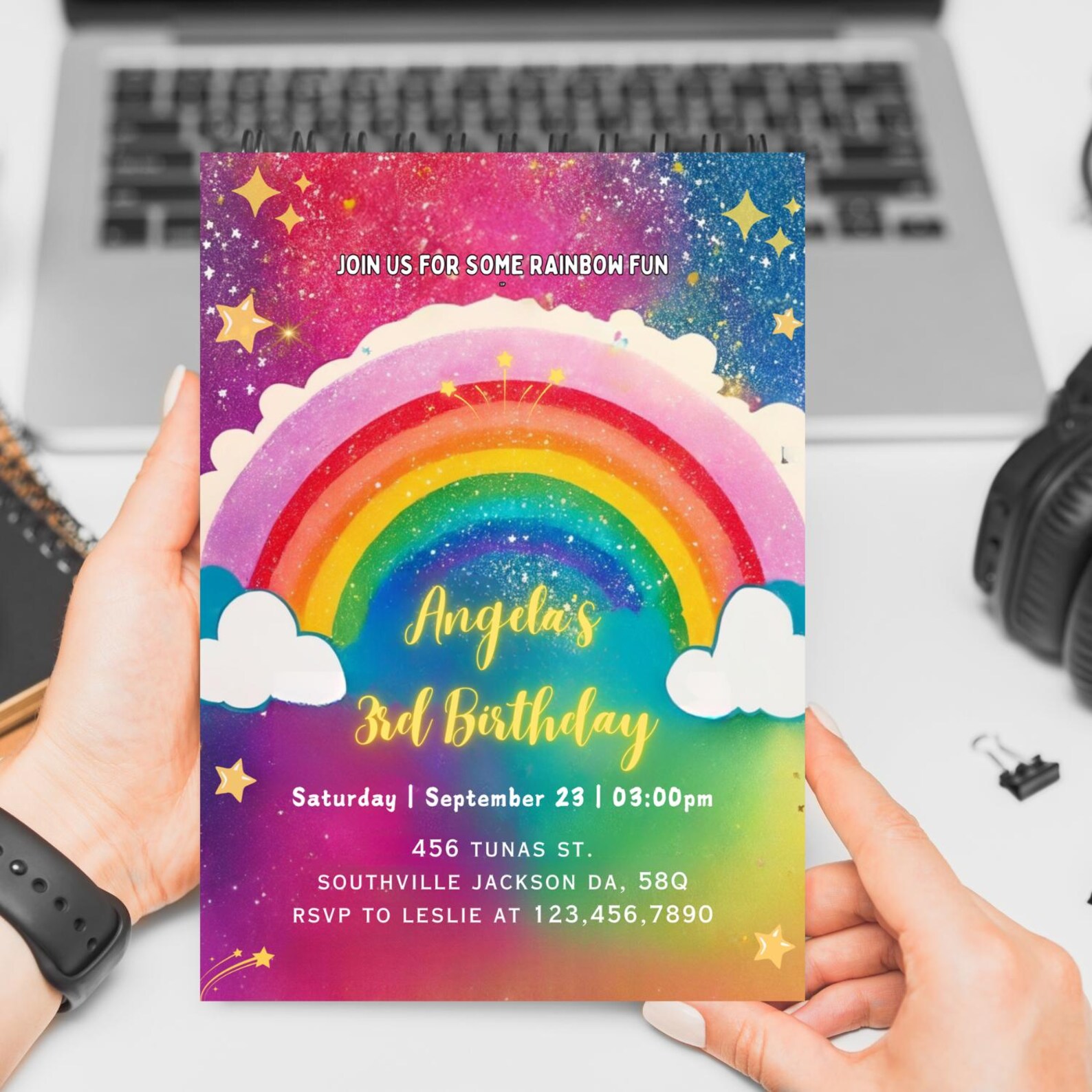 Editable Rainbow Birthday Invitation Girls Rainbow Party Rainbow ...