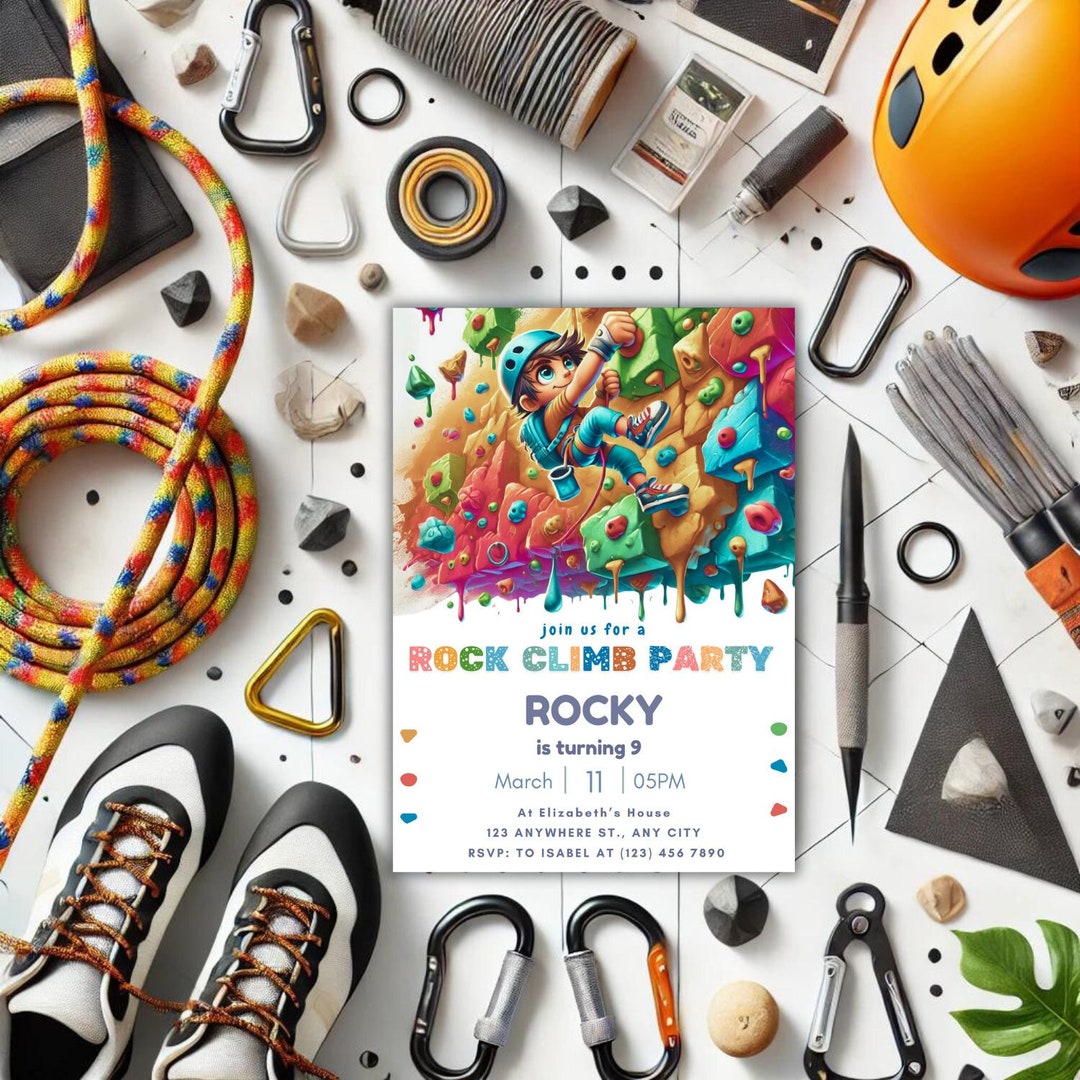 Rock Climbing Birthday Invitation, Editable Climb Party Invite (digital ...