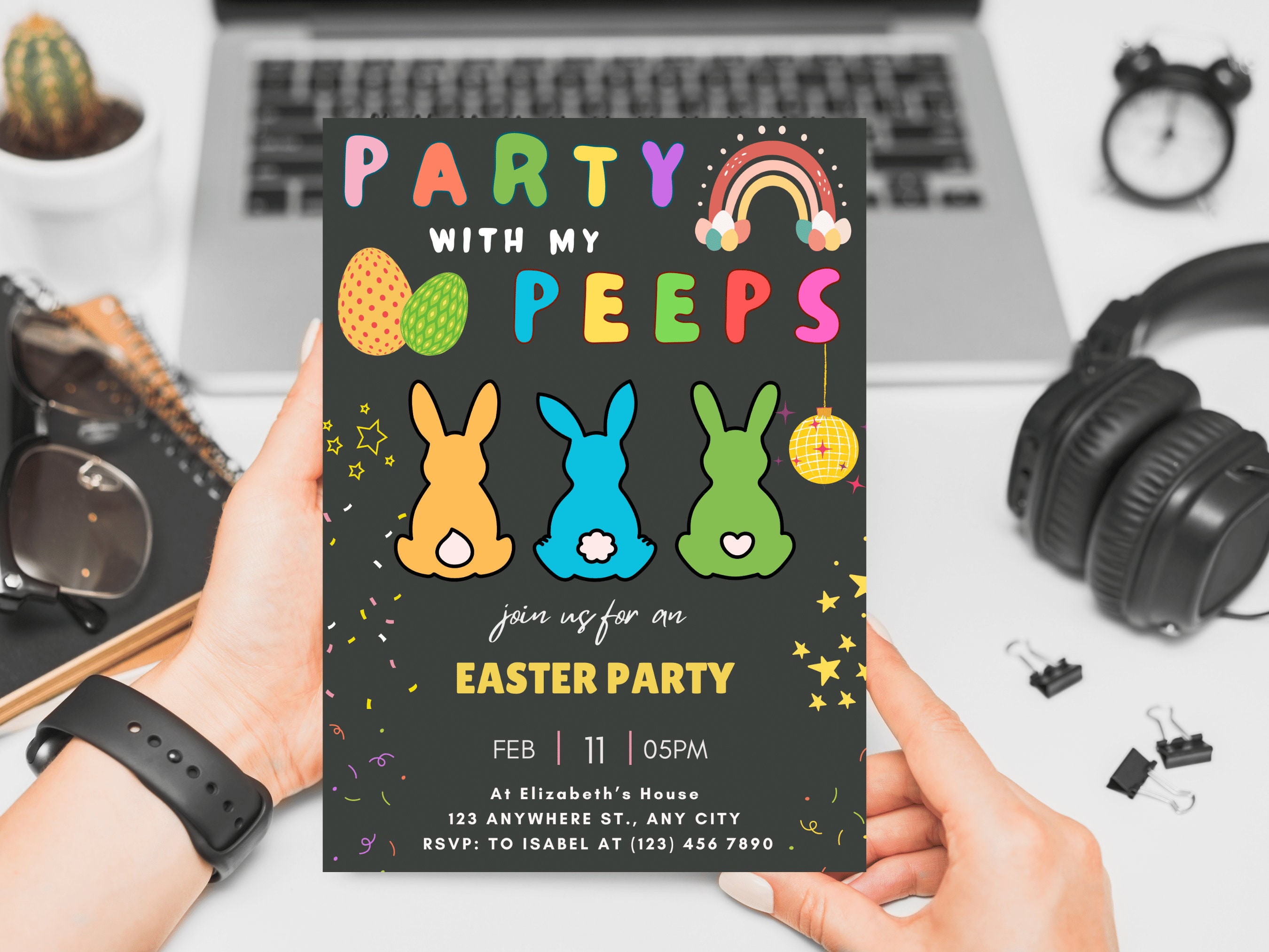 Editable Party With My Peeps Invitation Easter Party Invitation Easter ...
