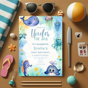 Under the Sea Birthday Invitation Sea Animals Birthday Invite Under the ...