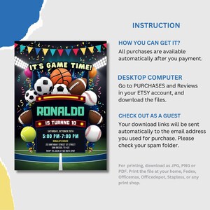 Editable Sports Birthday Invitation, All Star Party Invite (digital ...