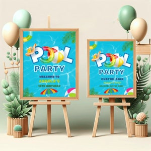 Tropical Pool Party Welcome Sign, Editable Custom Poster (digital ...