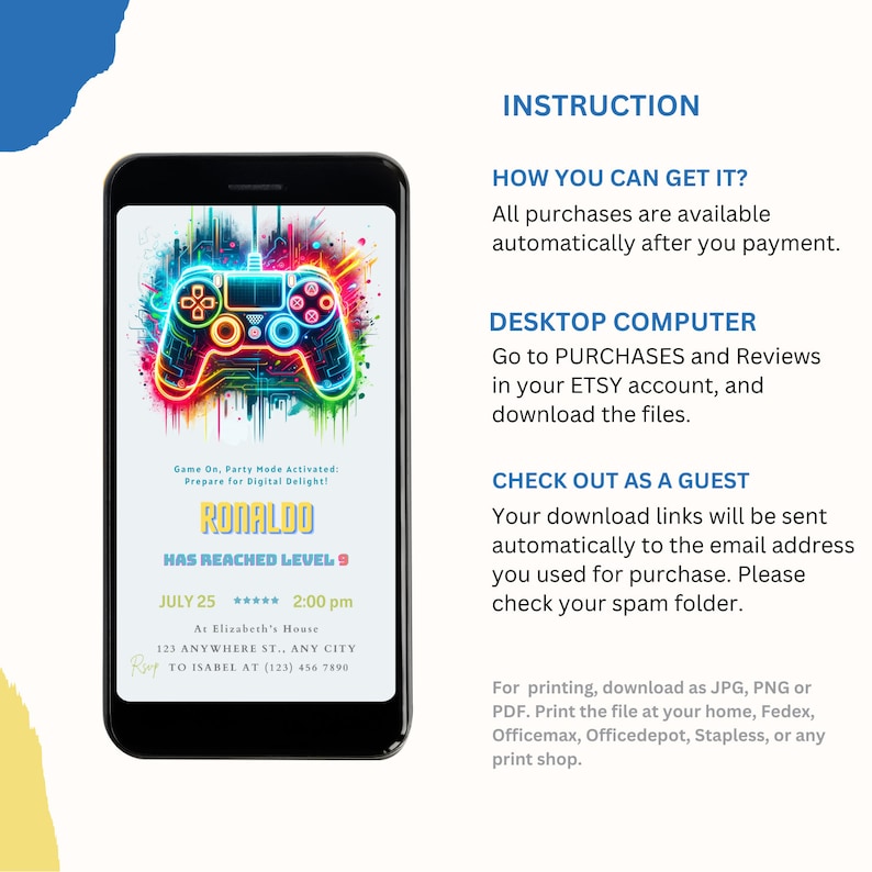 Video Game Birthday Invitation, Mobile Text Invite (digital Download ...