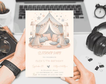 Minimalist Sleepover Birthday Invitation Slumber Party Invite Girl ...