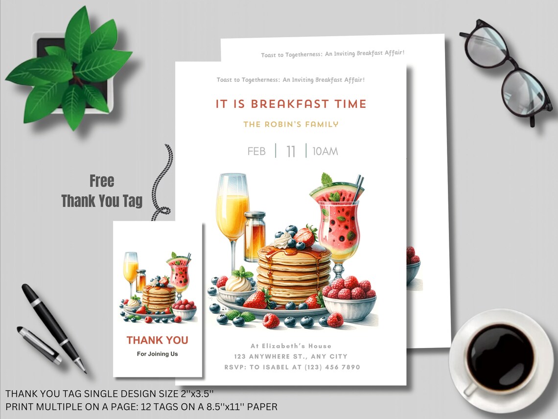 Editable Brunch Invitation, Pancakes and Mimosa (digital Download) - Etsy