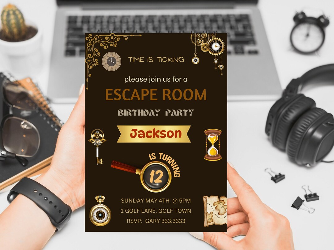 Escape Room Birthday Invitation Template, Editable Escape Room Party ...