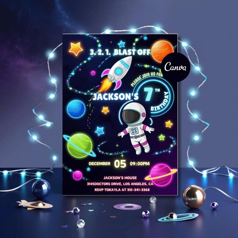 Editable Space Birthday Invitation, Astronaut Party (digital Download ...