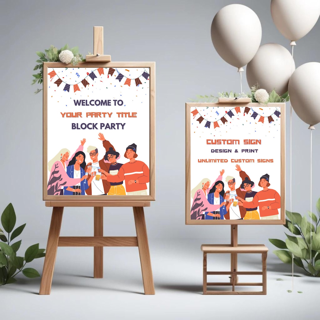 Editable Block Party Welcome Sign, Neighborhood Block Party Welcome ...