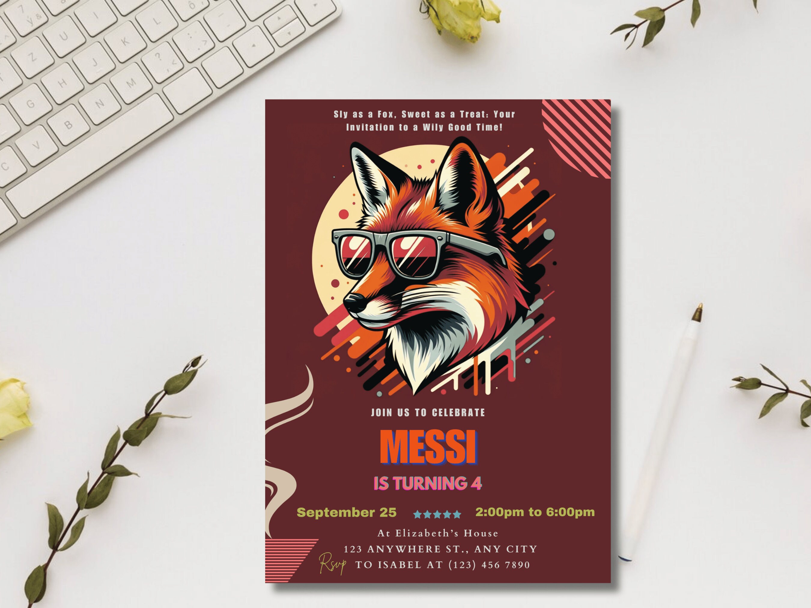Editable Fox Birthday Invitation, Woodland Party Invite (digital ...