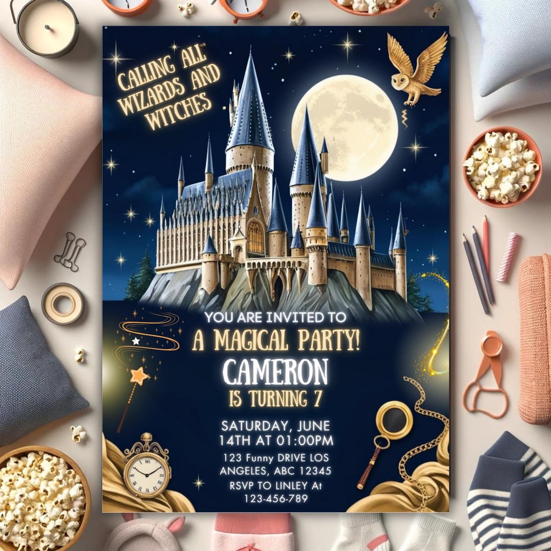 Editable Wizard Birthday Invitation, Magic School Party (instant ...