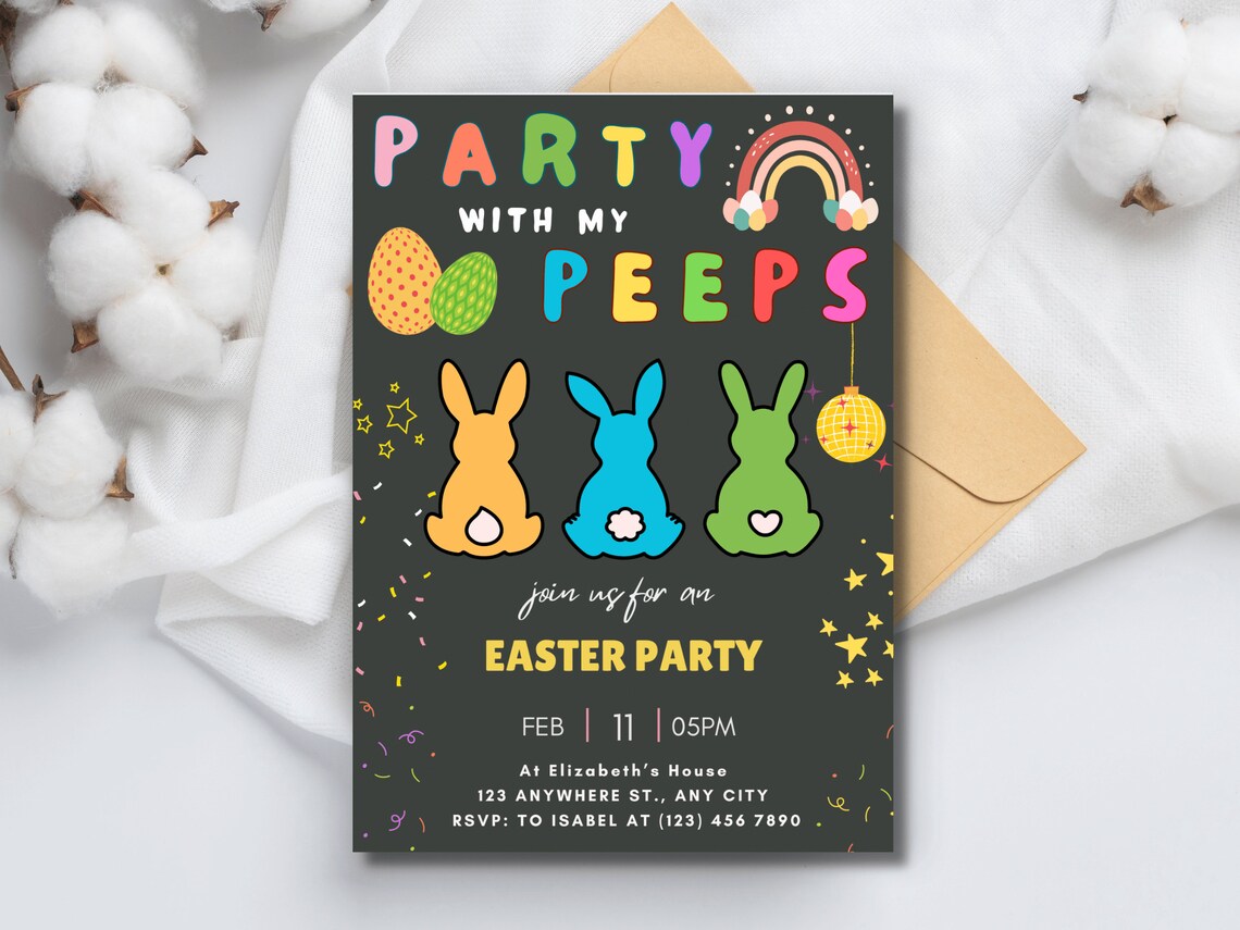 Editable Party With My Peeps Invitation Easter Party Invitation Easter ...