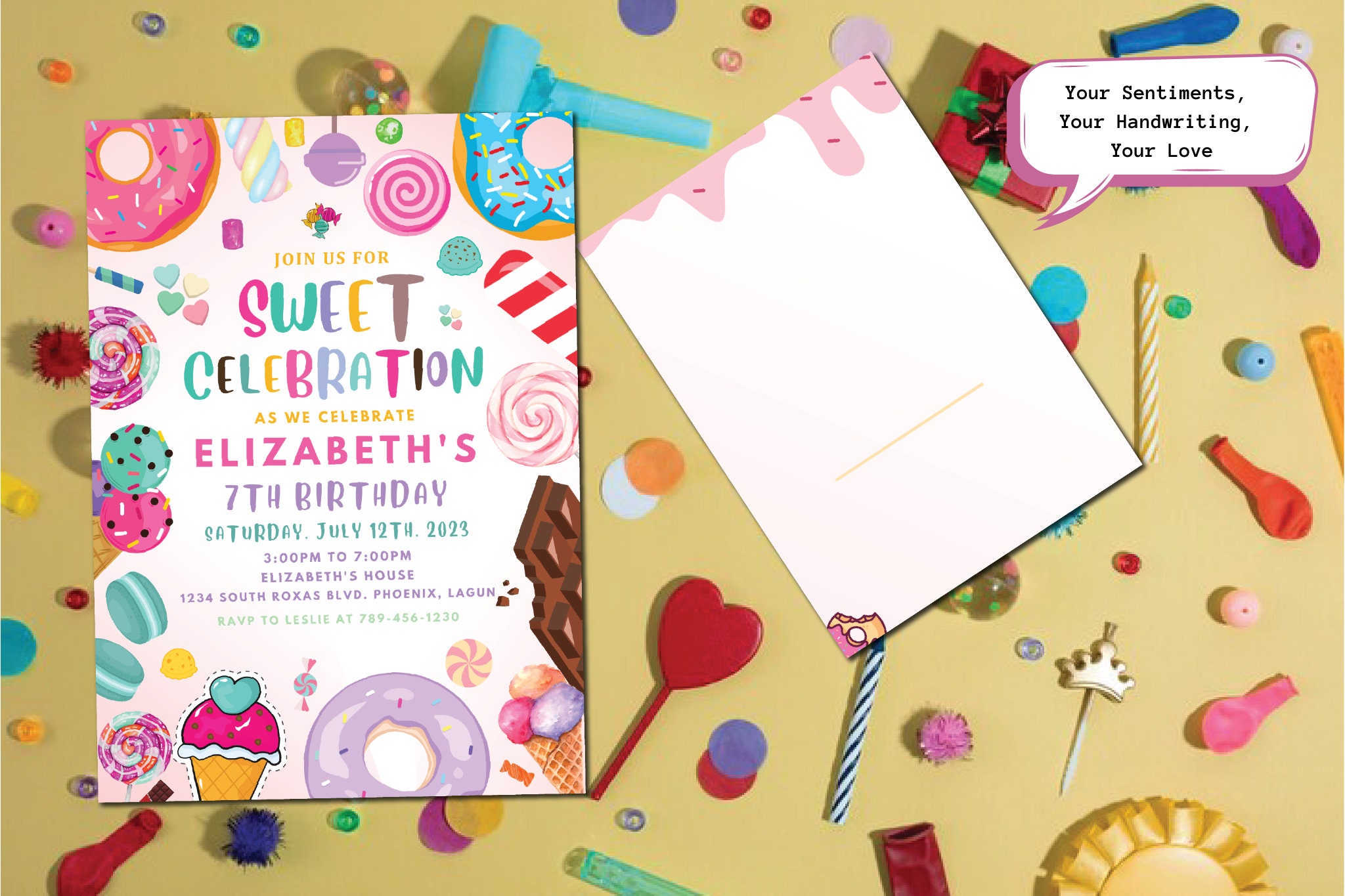 Editable Sweets Candy Birthday Invitation, Sweet Chocolate Celebration ...