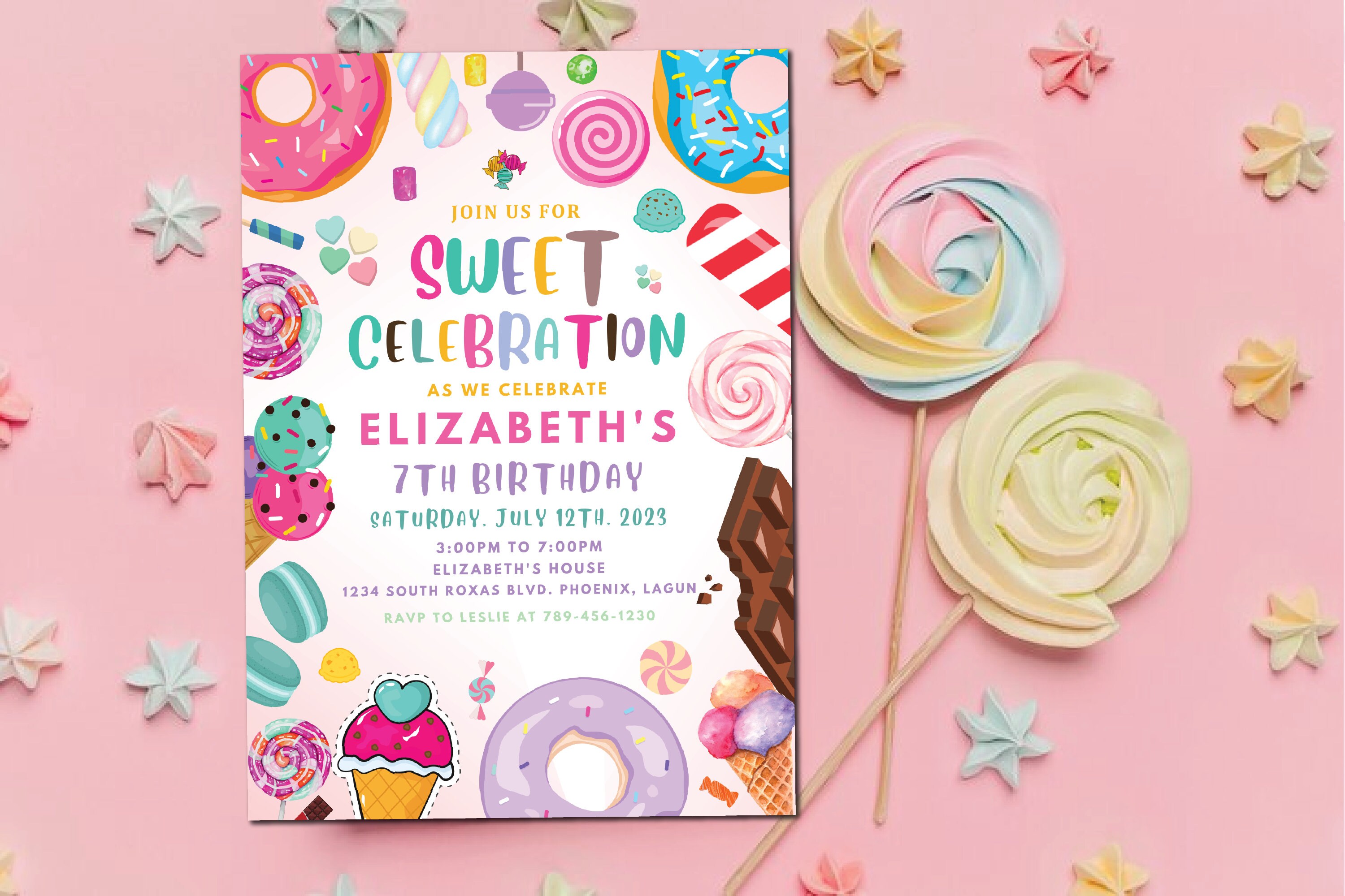 Editable Sweets Candy Birthday Invitation Sweet Chocolate - Etsy