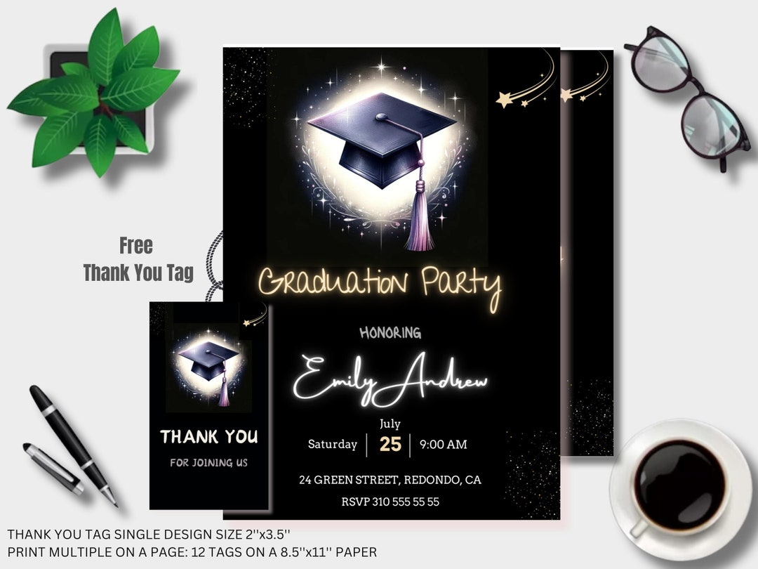 Editable Graduation Invitation Template, Modern Graduation Announcement ...