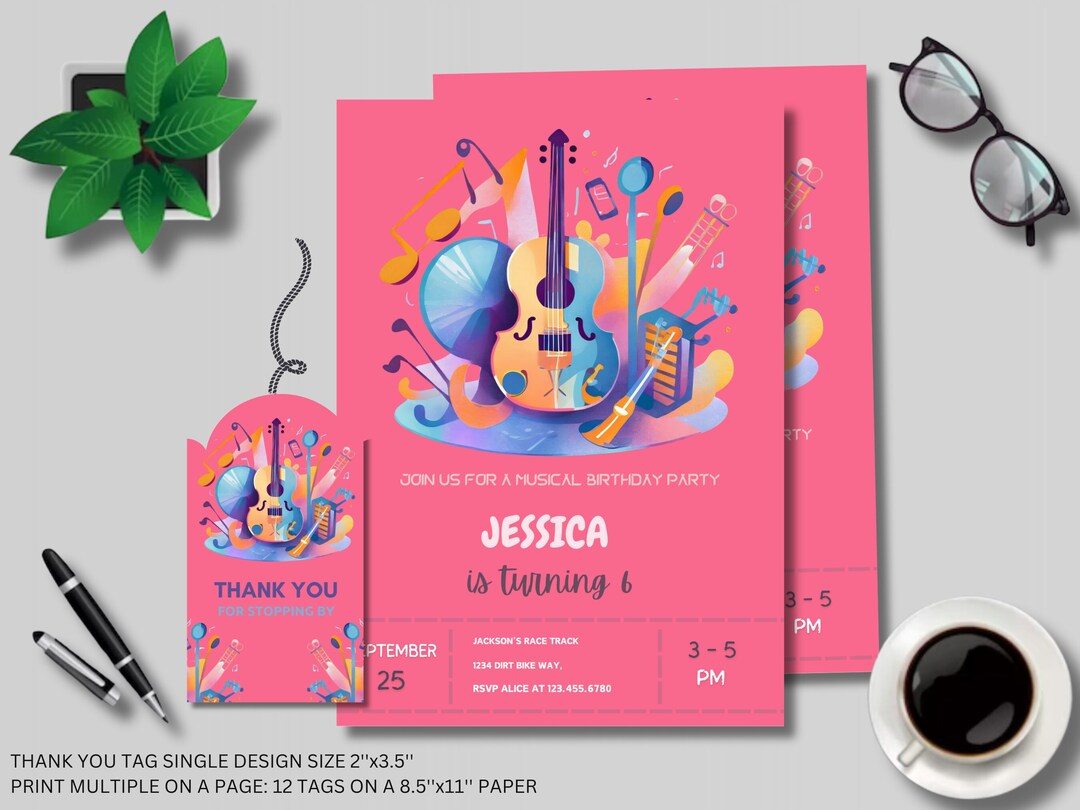 EDITABLE Music Birthday Invitation Musical Instruments Invitation Boys ...