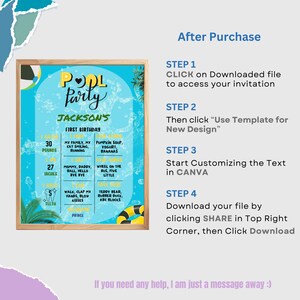 Editable Pool Party Birthday Milestones Poster Birthday Chalkboard ...