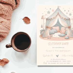 Minimalist Sleepover Birthday Invitation, Slumber Party Invite Girl ...