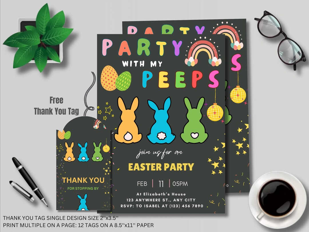 Editable Party With My Peeps Invitation Easter Party Invitation Easter ...