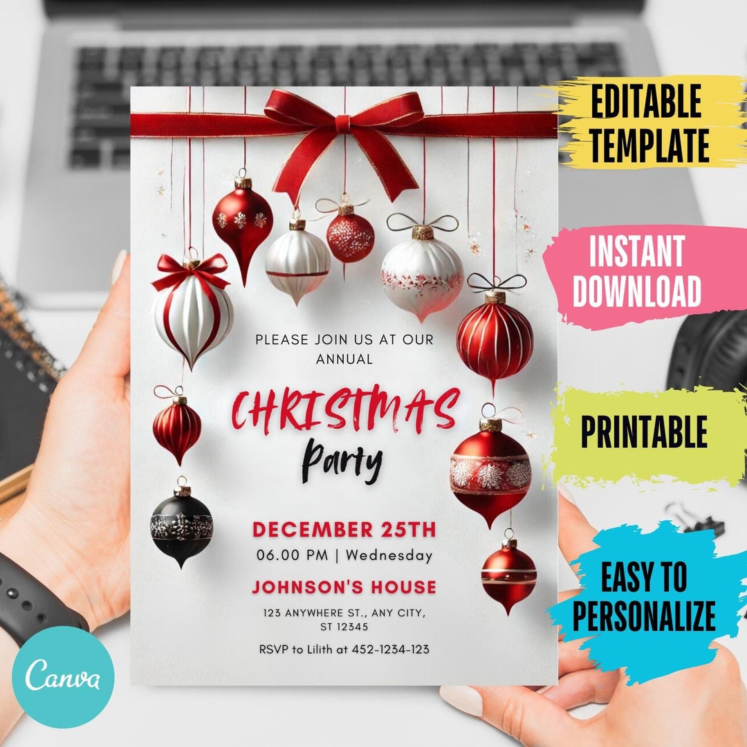Christmas Party Invitation Red Holiday Party Invitation Friendsmas