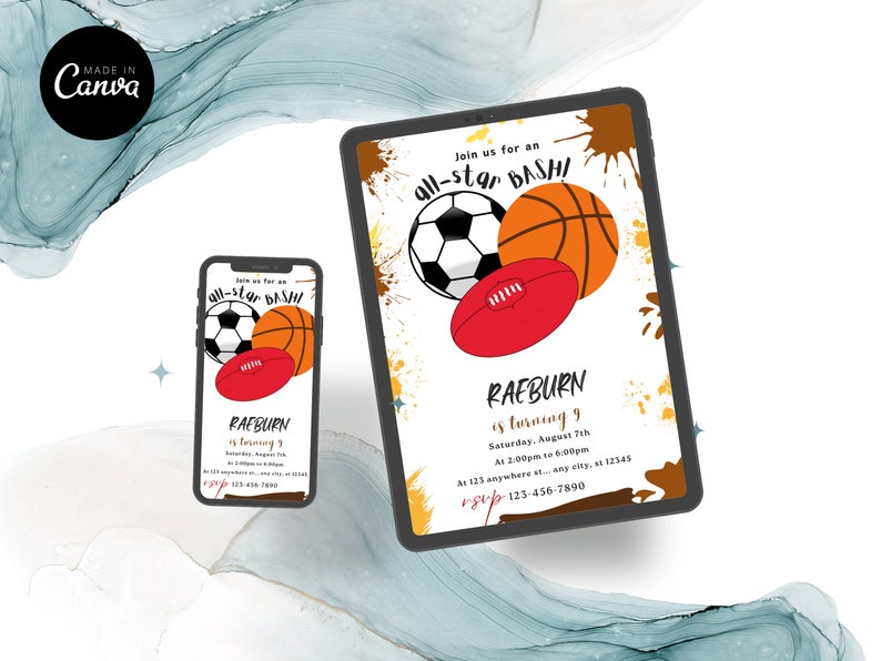 EDITABLE Sports Invitation, Sports Birthday Invite, All-star Birthday ...