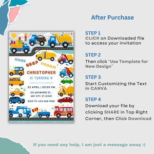 Transportation Birthday Invitation Template, Vehicle Party (digital ...