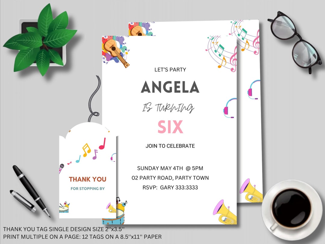 Editable Music Birthday Party Invitation Kids Musical Instruments ...
