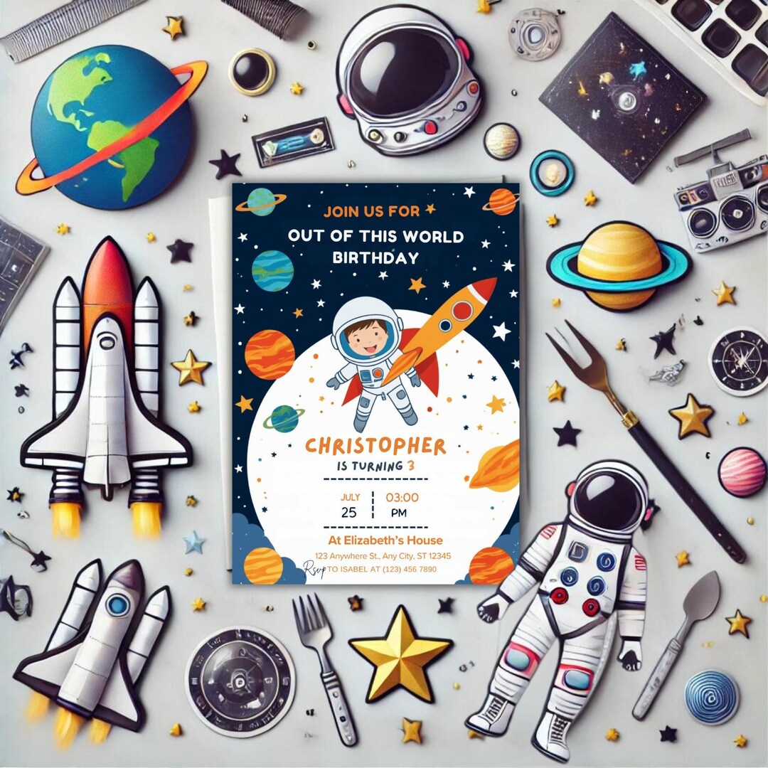 Little Astronaut Invitation Template Space Birthday Party Invitation ...