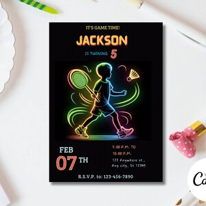 Editable Badminton Birthday Invitation Badminton Party Invitation Game ...