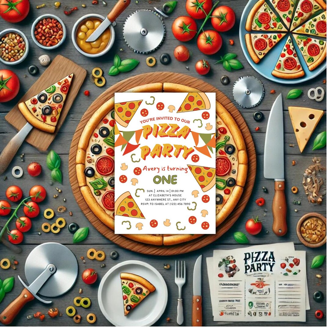 Editable Pizza Party Invitation, Snack Party Birthday Invite Pizza ...
