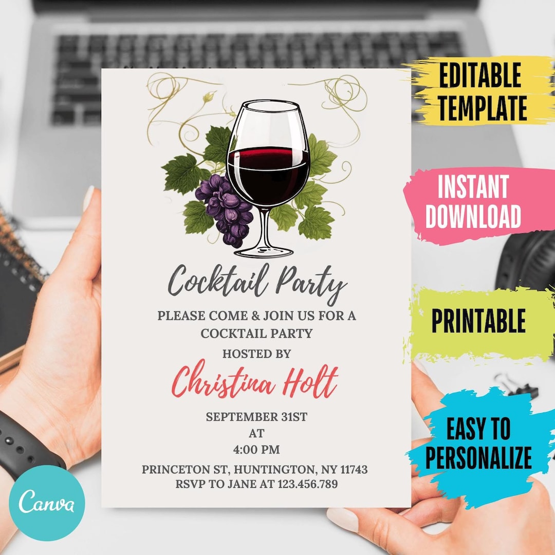 Editable Winery Invitation Wine Birthday Invitation Elegant Wine-themed ...