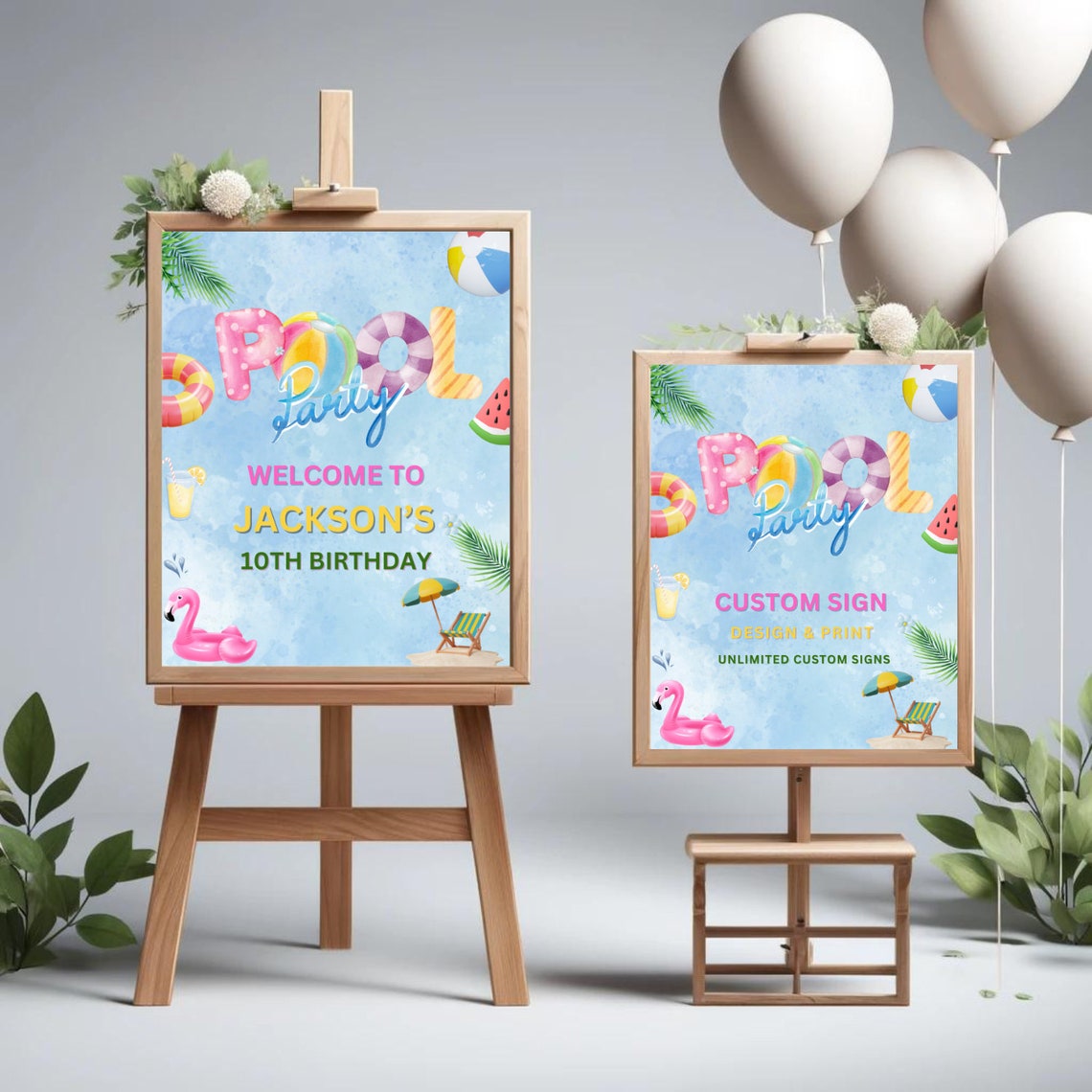 Pool Party Welcome Sign, Editable Summer Birthday Template (digital ...