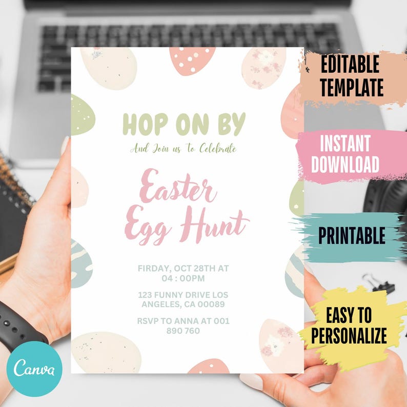 Editable Easter Egg Hunt Invitation Template (digital Download) - Etsy