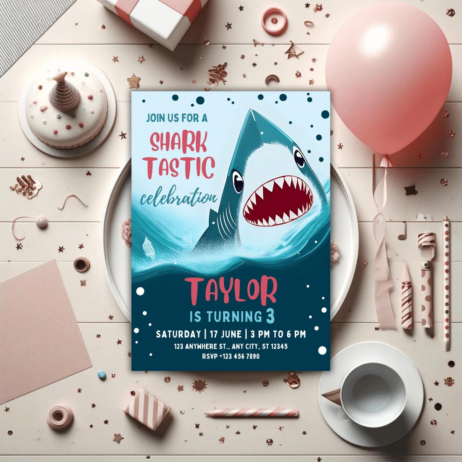 Shark Birthday Invitation, Sharktastic Kids Party, Under the Sea ...