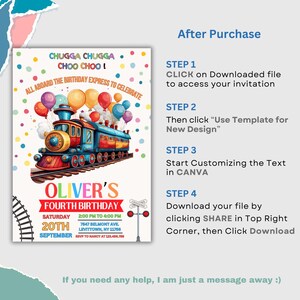 Editable Train Birthday Invitation Template, Boys and Girls Train Party ...