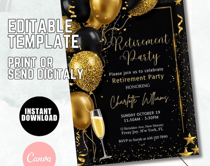 Editable Surprise Retirement Party Invitation Template, Retirement ...