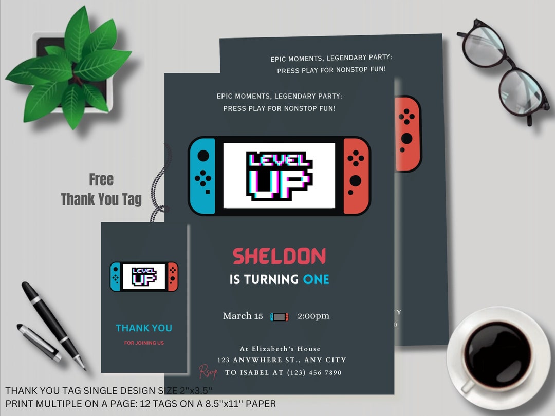 Editable Video Game Party Invitation Level up Birthday Invite, Gamer ...