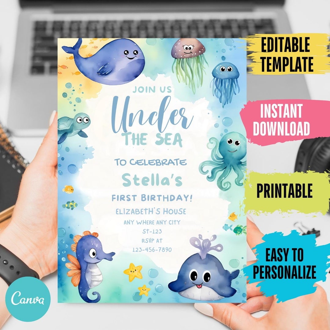 Under the Sea Birthday Invitation Sea Animals Birthday Invite Under the ...