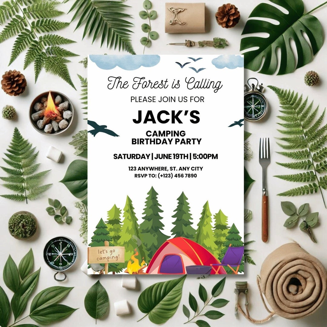 Editable Camping Birthday Invitation, Calling All Campers Party Invite ...