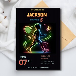Editable Badminton Birthday Invitation Badminton Party Invitation Game ...
