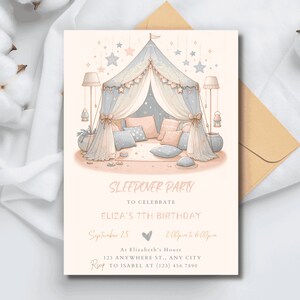 Minimalist Sleepover Birthday Invitation, Slumber Party Invite Girl ...
