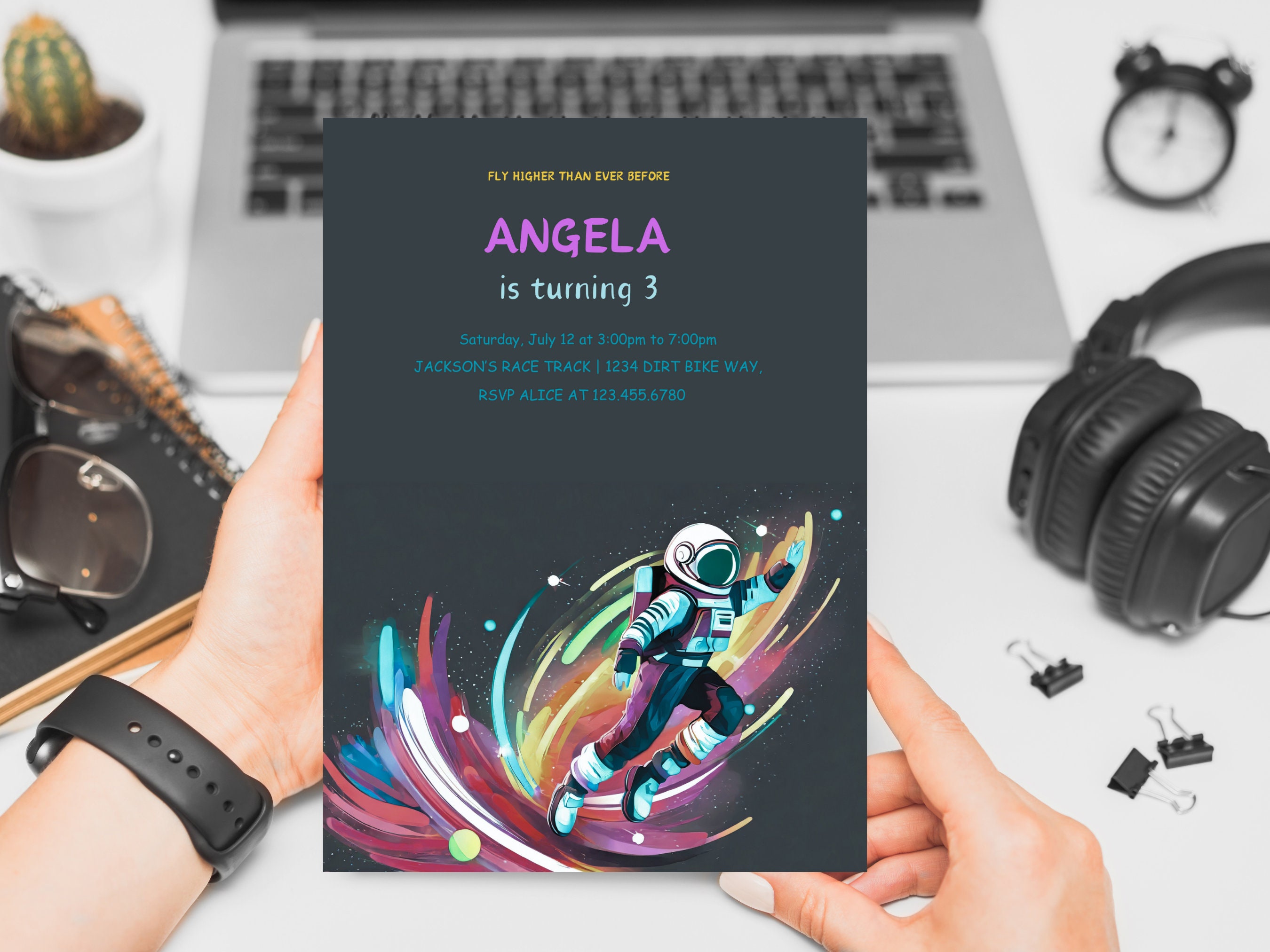 EDITABLE Space Birthday Party Invitation, Galaxy Party Invitation ...